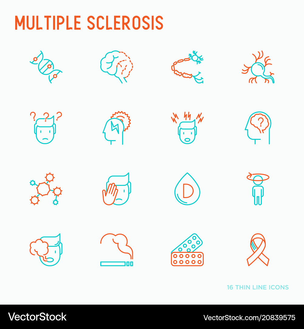 Multiple Sclerosis Thin Line Icons Royalty Free Vector Image