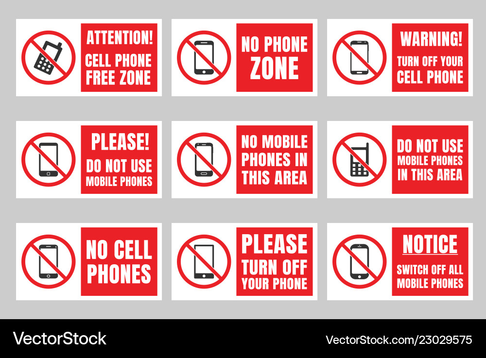 No phone sign cell prohibited icons set Royalty Free Vector