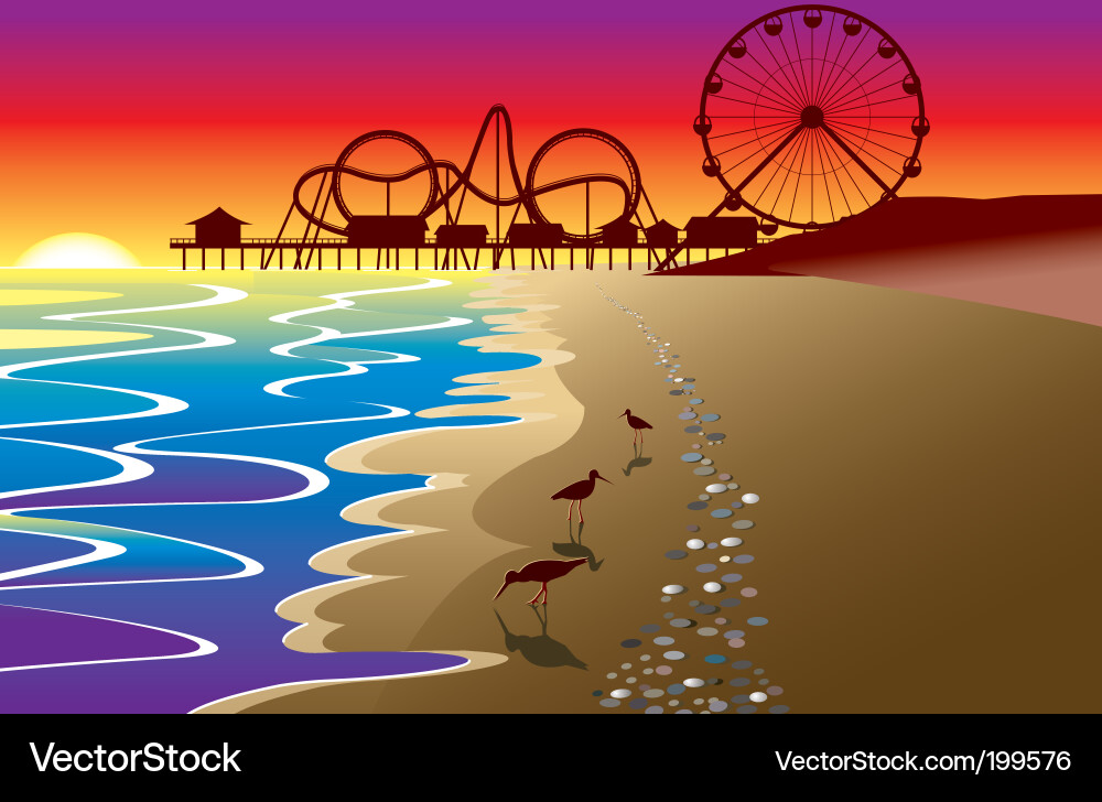 Beach and boardwalk Royalty Free Vector Image - VectorStock
