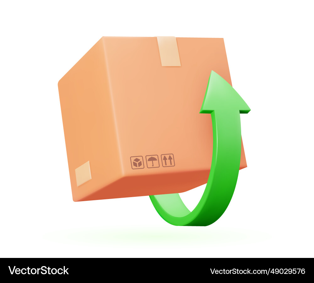 Box and arrow 3d icon Royalty Free Vector Image