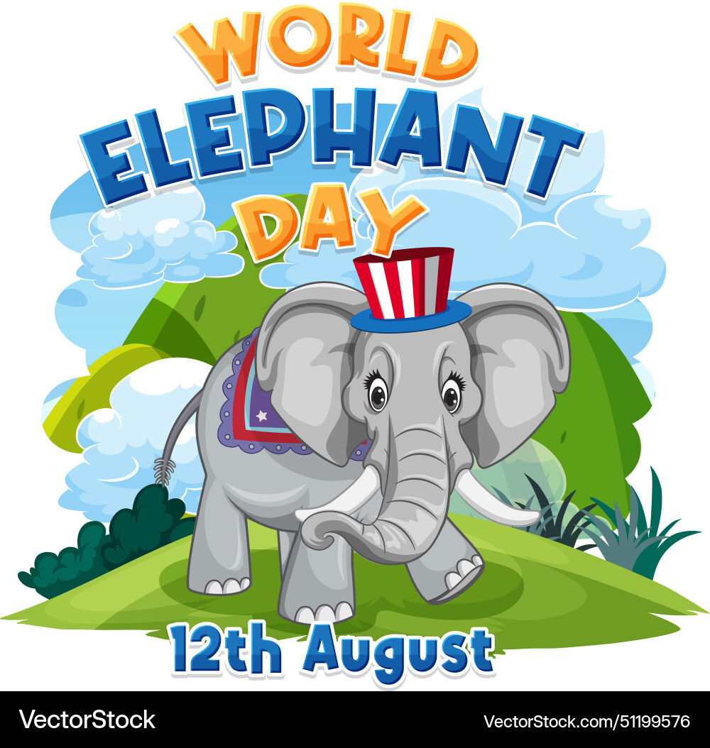 Cartoon elephant celebrating world day Royalty Free Vector