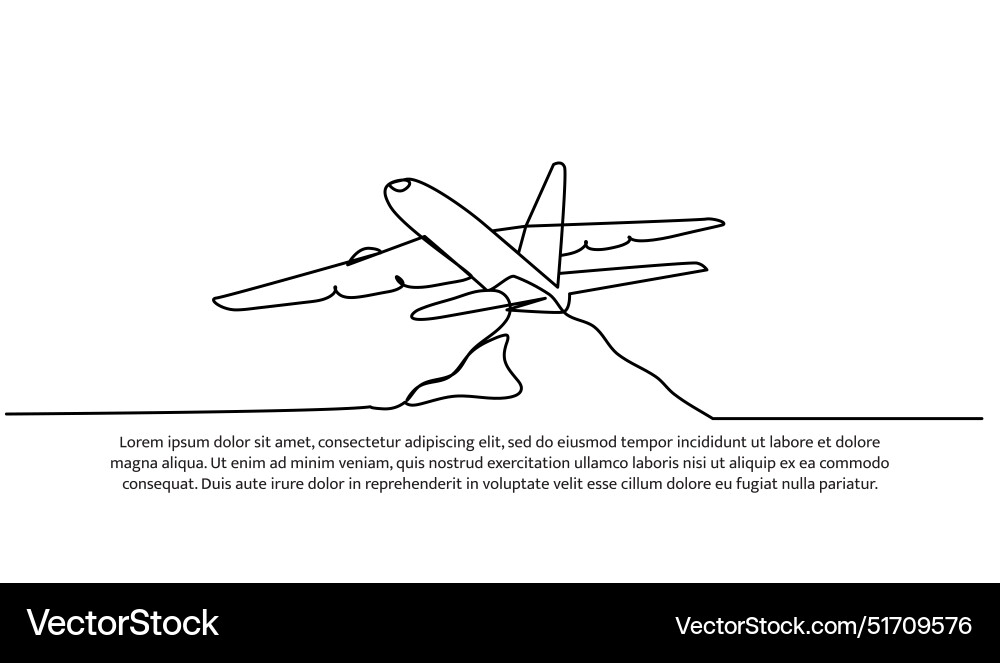 Continuous one line design of aircraftminimalist Vector Image