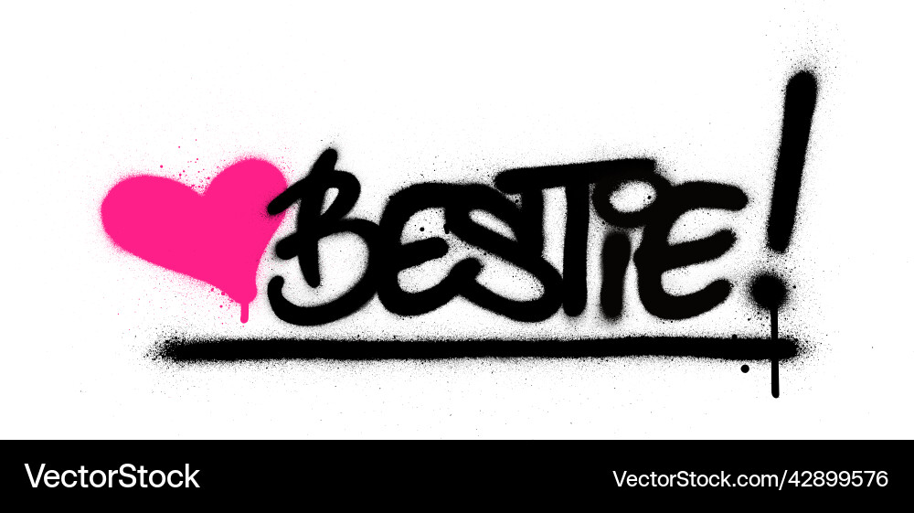 Graffiti Heart Word - Bestie Text Royalty Free Vector Image
