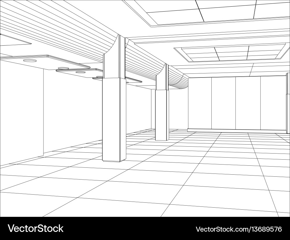 Hall of an outline sketch Royalty Free Vector Image
