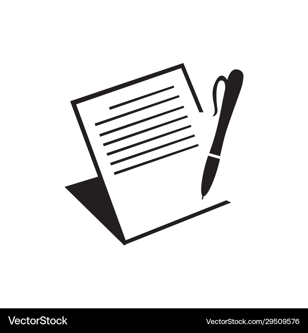 Simple black paper and pen icon logo design Vector Image