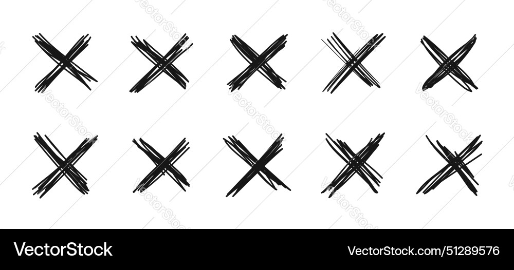 X scribble mark isolated cross symbols set Vector Image