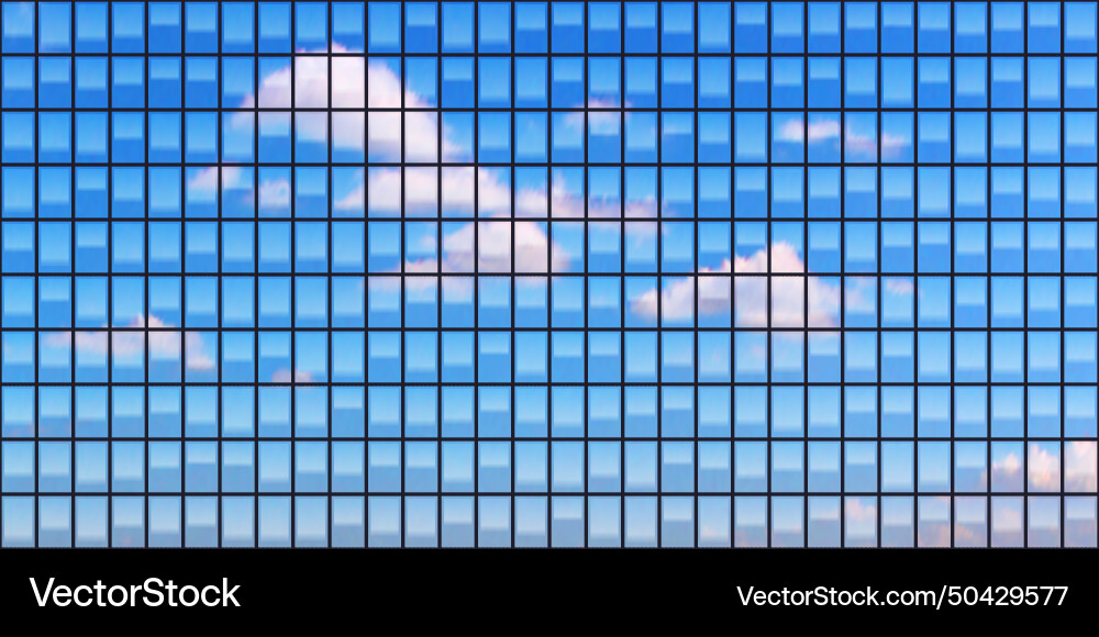 Cloudy sky reflection in the mirror facade Vector Image