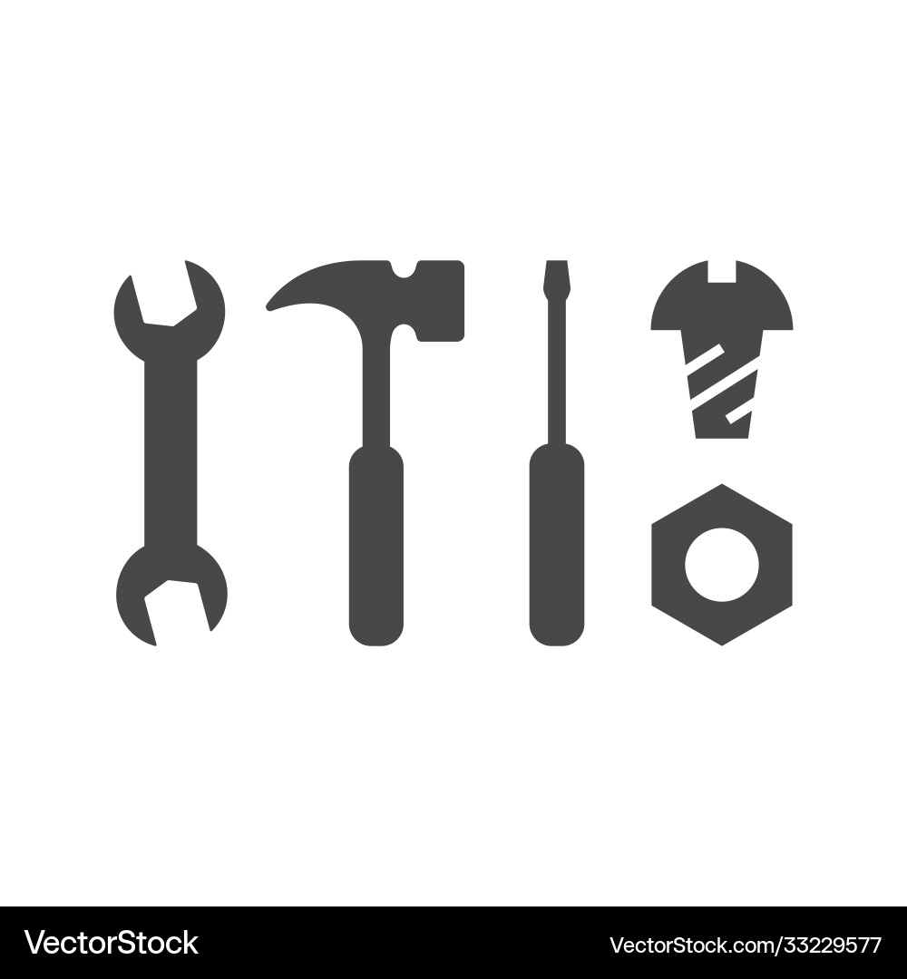 Diy tools black icon set Royalty Free Vector Image
