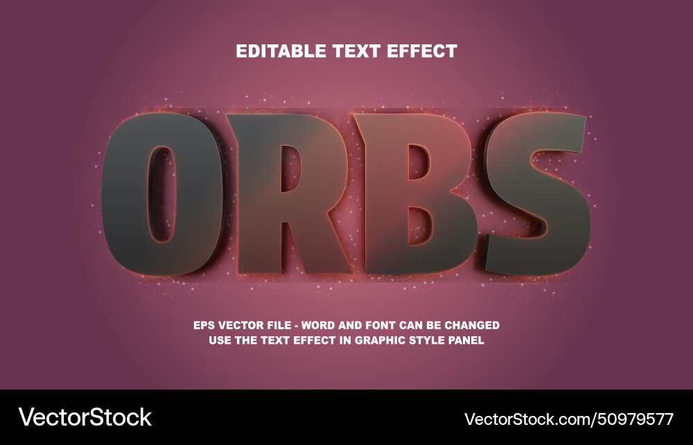 Editable text effect orbs 3d template Royalty Free Vector