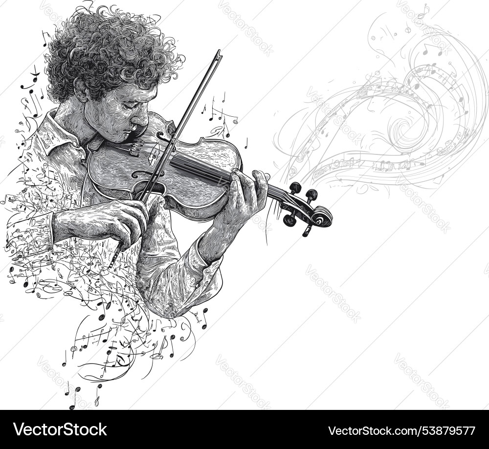Hand drawn violinist Royalty Free Vector Image