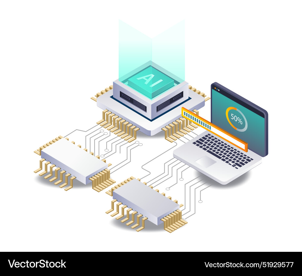 Network maintenance for ai technology Royalty Free Vector