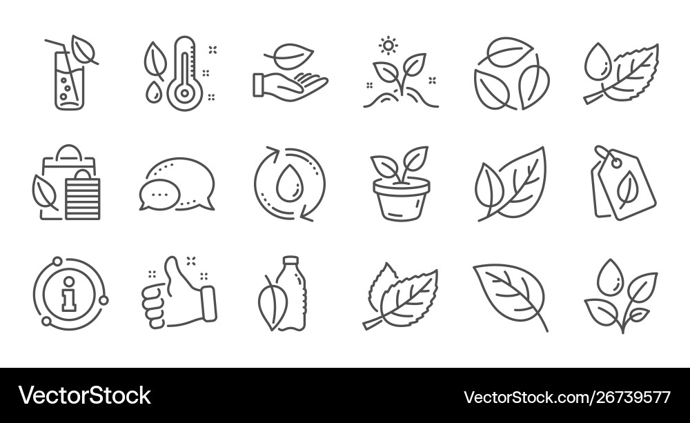 Plants line icons leaf growing plant Royalty Free Vector