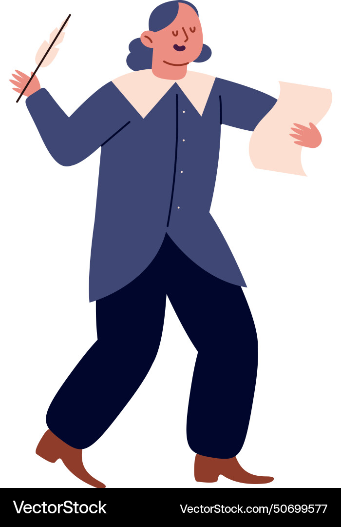 Poet man with paper Royalty Free Vector Image - VectorStock