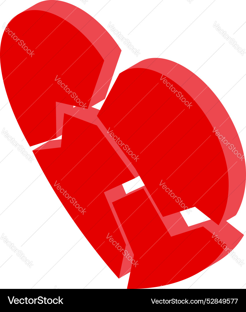 Red heart is breaking up into many pieces Vector Image