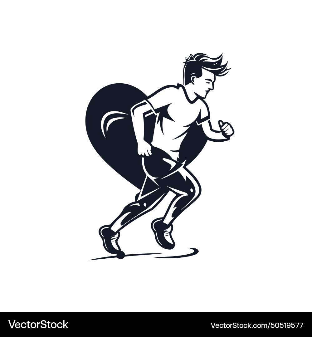 Running man with heart of a runner Royalty Free Vector Image