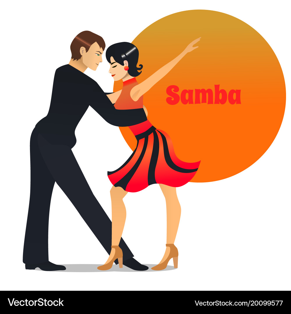 Samba dancing couple in cartoon style Royalty Free Vector