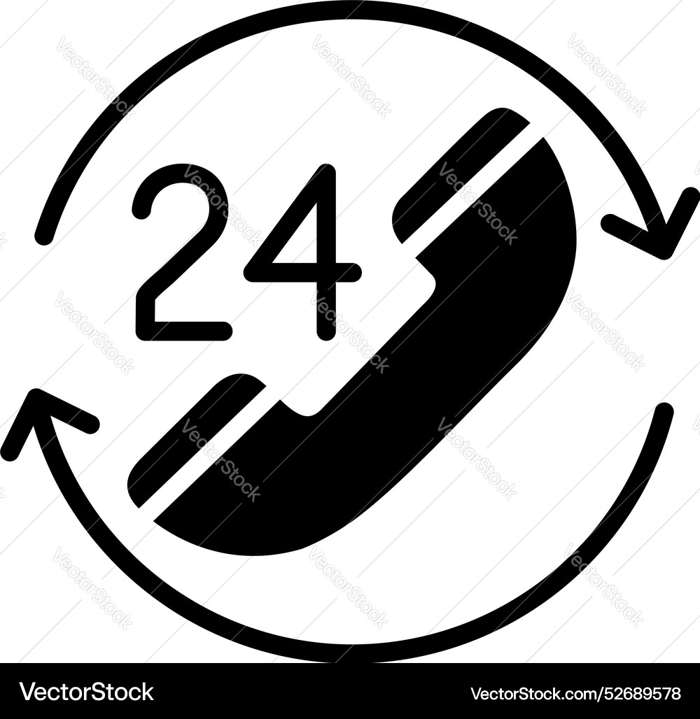 24 hours support icon Royalty Free Vector Image