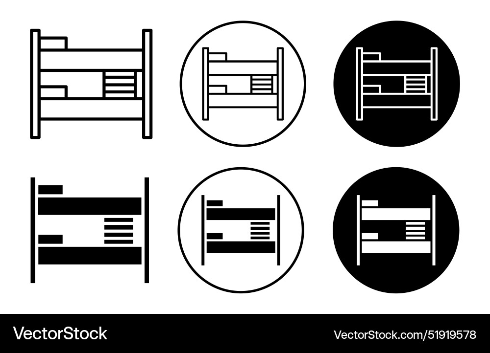 Bunk bed icon collection of outline thin line Vector Image