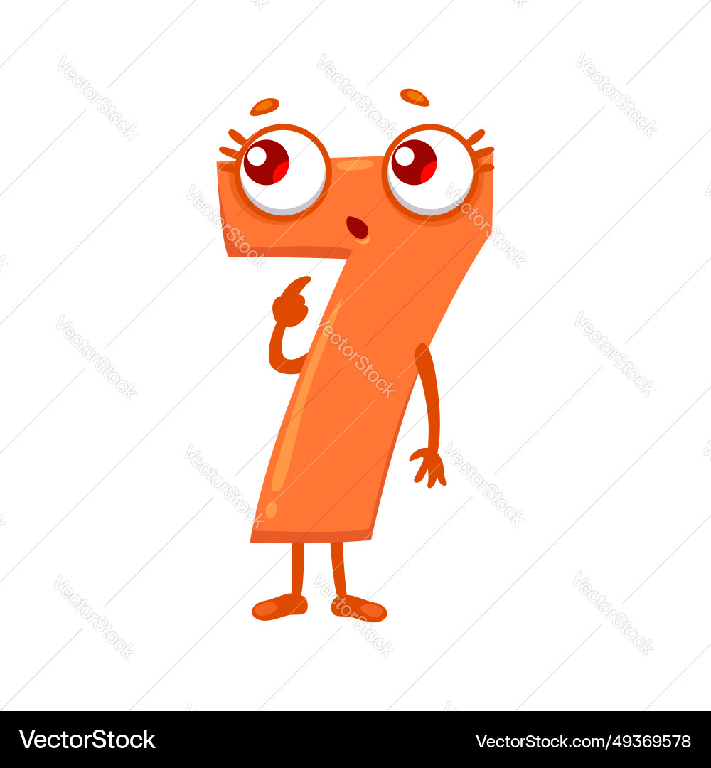 Cartoon funny math number seven character Vector Image