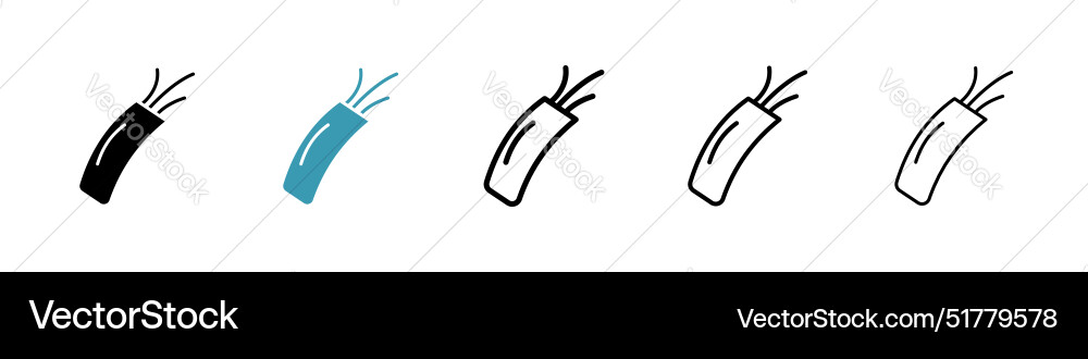 Electric cable icon set black filled and outlined Vector Image