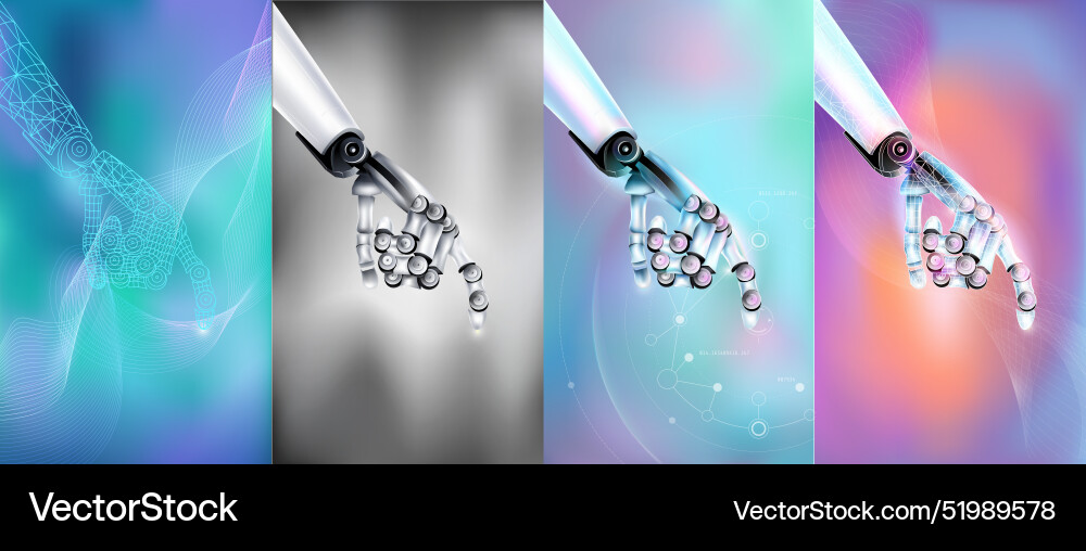 Futuristic robotic versions of hands working Vector Image
