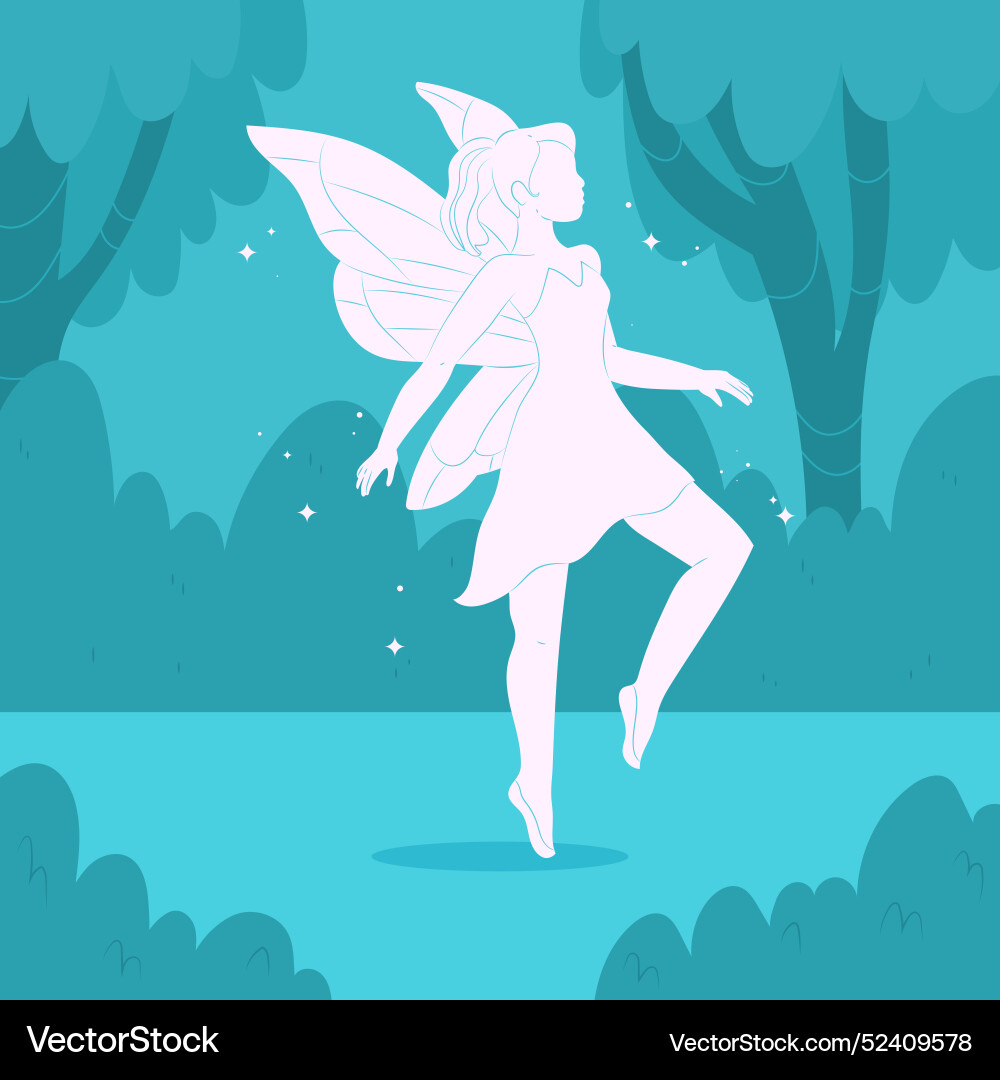 Hand drawn fairy silhouette Royalty Free Vector Image