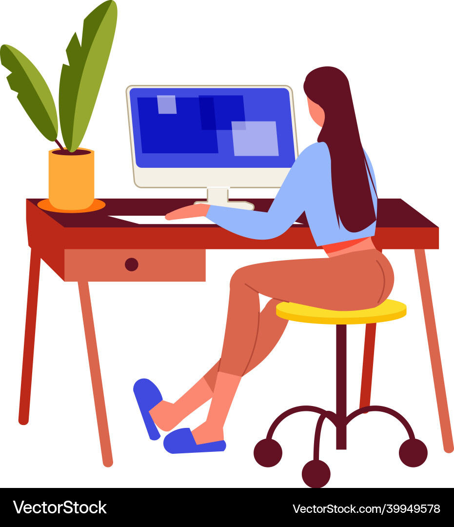 Home work computer composition Royalty Free Vector Image