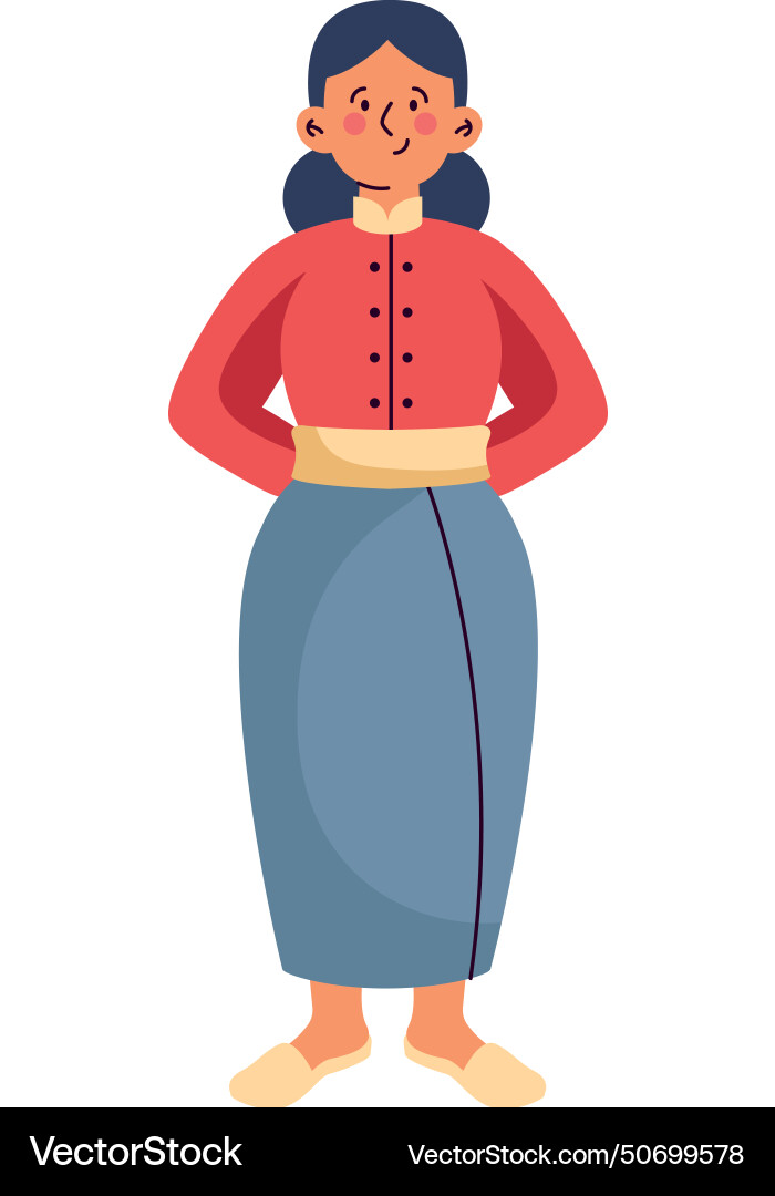 Myanmar woman cartoon Royalty Free Vector Image