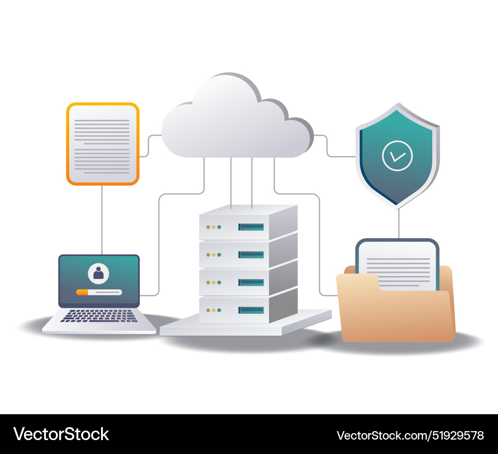 Network security in cloud server data systems Vector Image