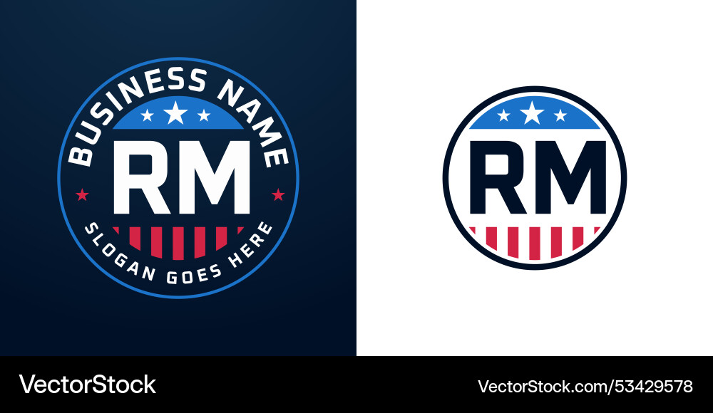 Patriotic rm logo design letter rm logo with Vector Image