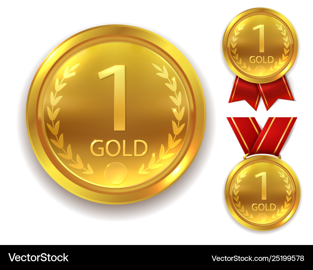 Realistic award medal winner gold for first Vector Image