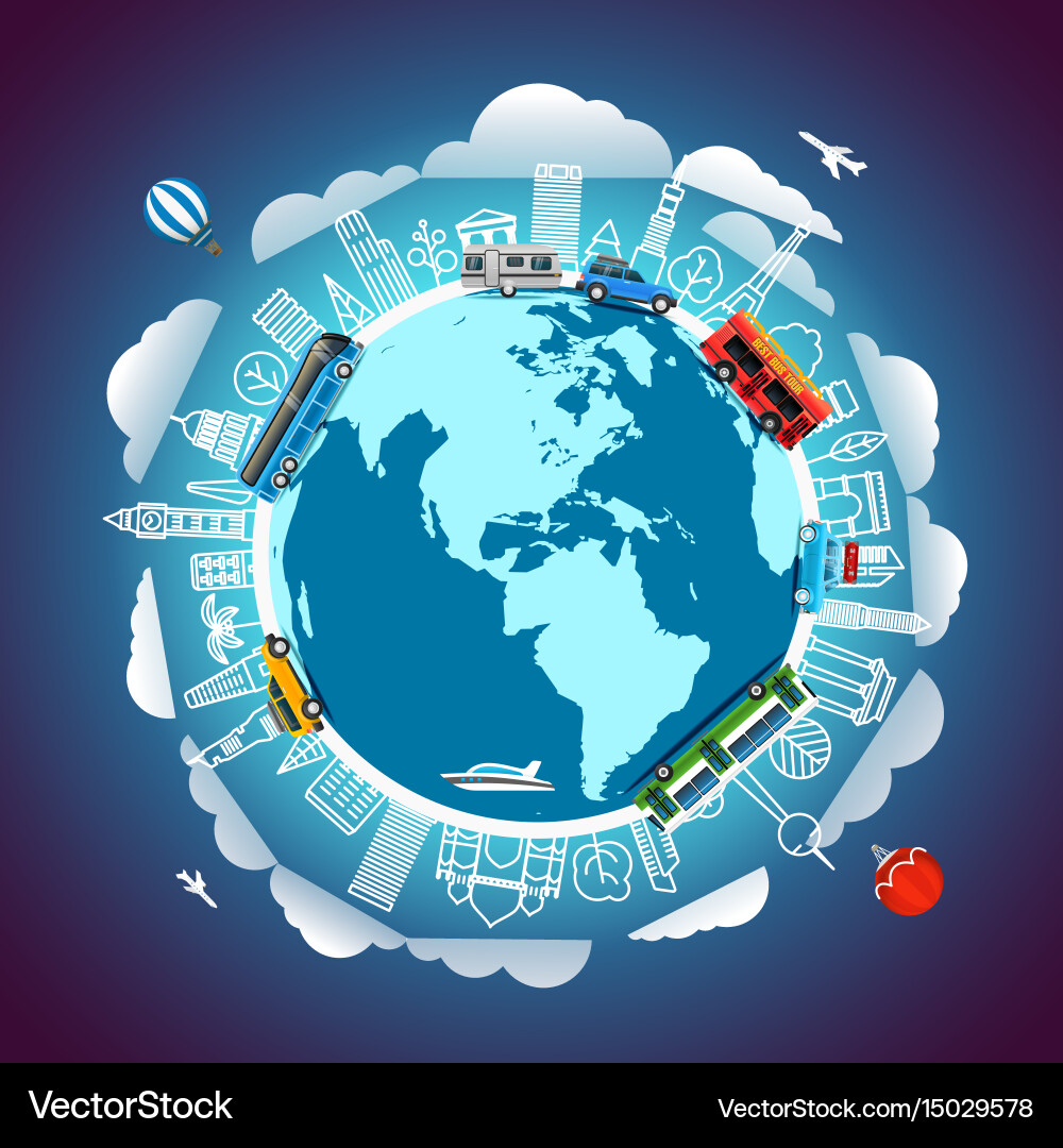 Travel around the earth Royalty Free Vector Image