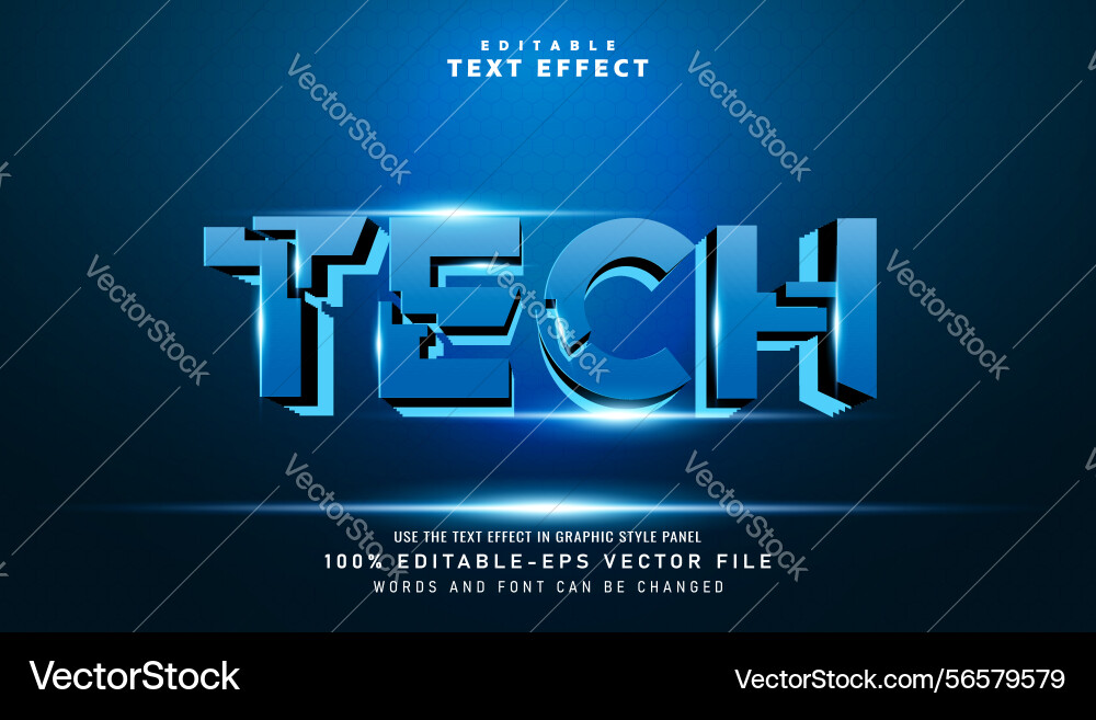 3d tech text Effect - editierbar Lizenzfreies Vektorbild