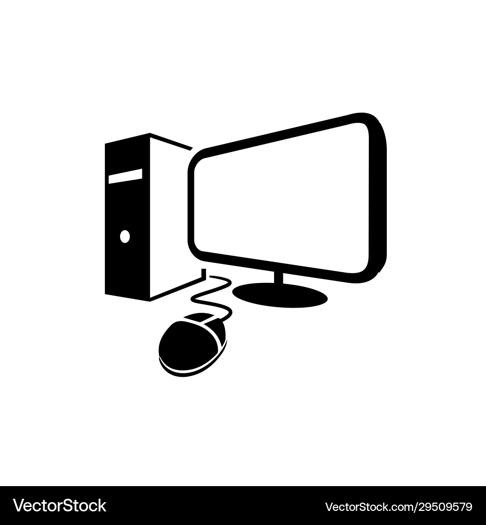 Black Desktop Computer Icon Royalty Free Vector Image