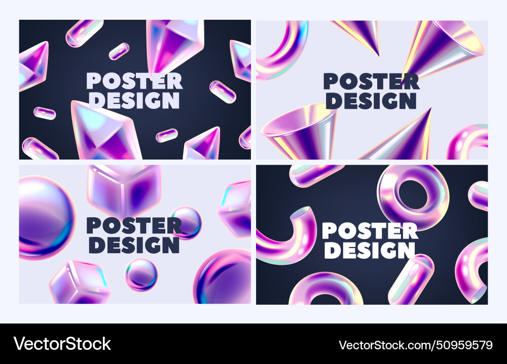 Dynamic banners showcase holographic Royalty Free Vector