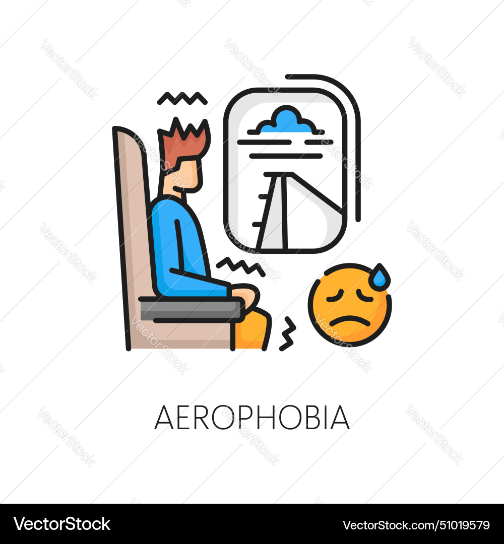 Human phobia aerophobia mental problem line icon Vector Image