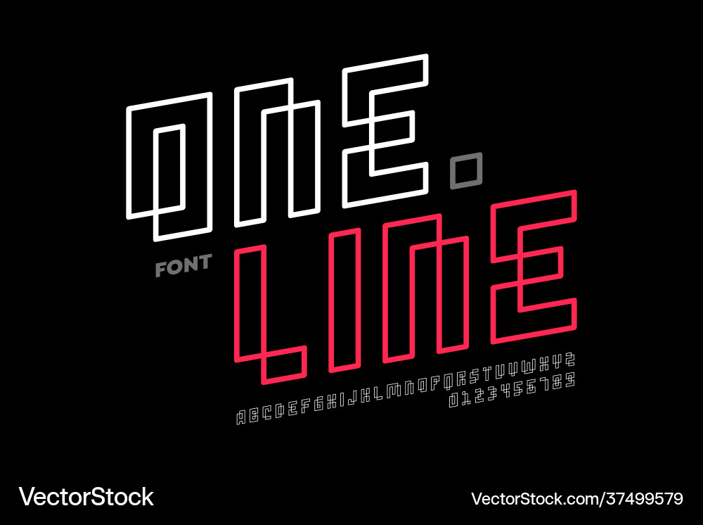 One line style font Royalty Free Vector Image - VectorStock