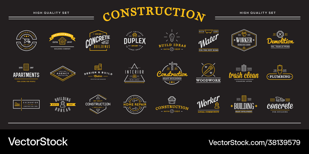 Set construction building icons home Royalty Free Vector
