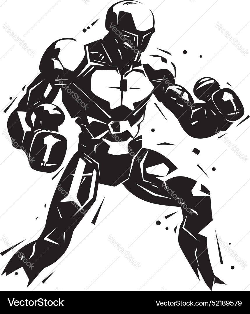 Titanium puncher robot boxer black logo design Vector Image