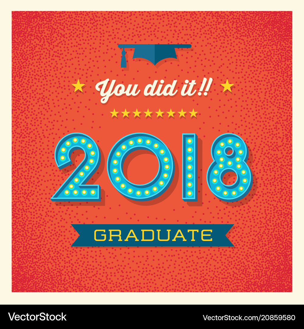 2018 graduation card design Royalty Free Vector Image
