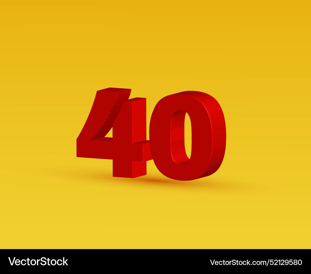 3d red twenty percent 40 isolated over Royalty Free Vector