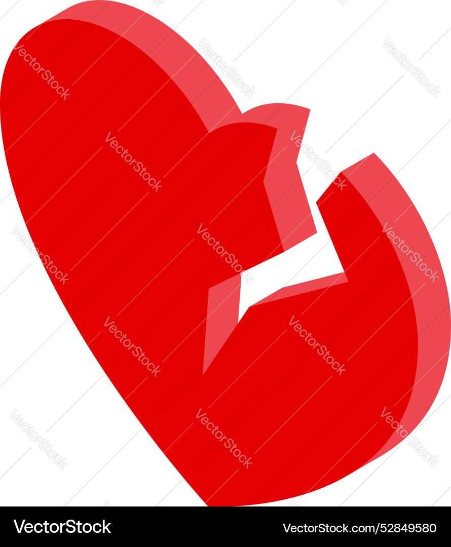 Broken heart representing sadness and breakup Vector Image