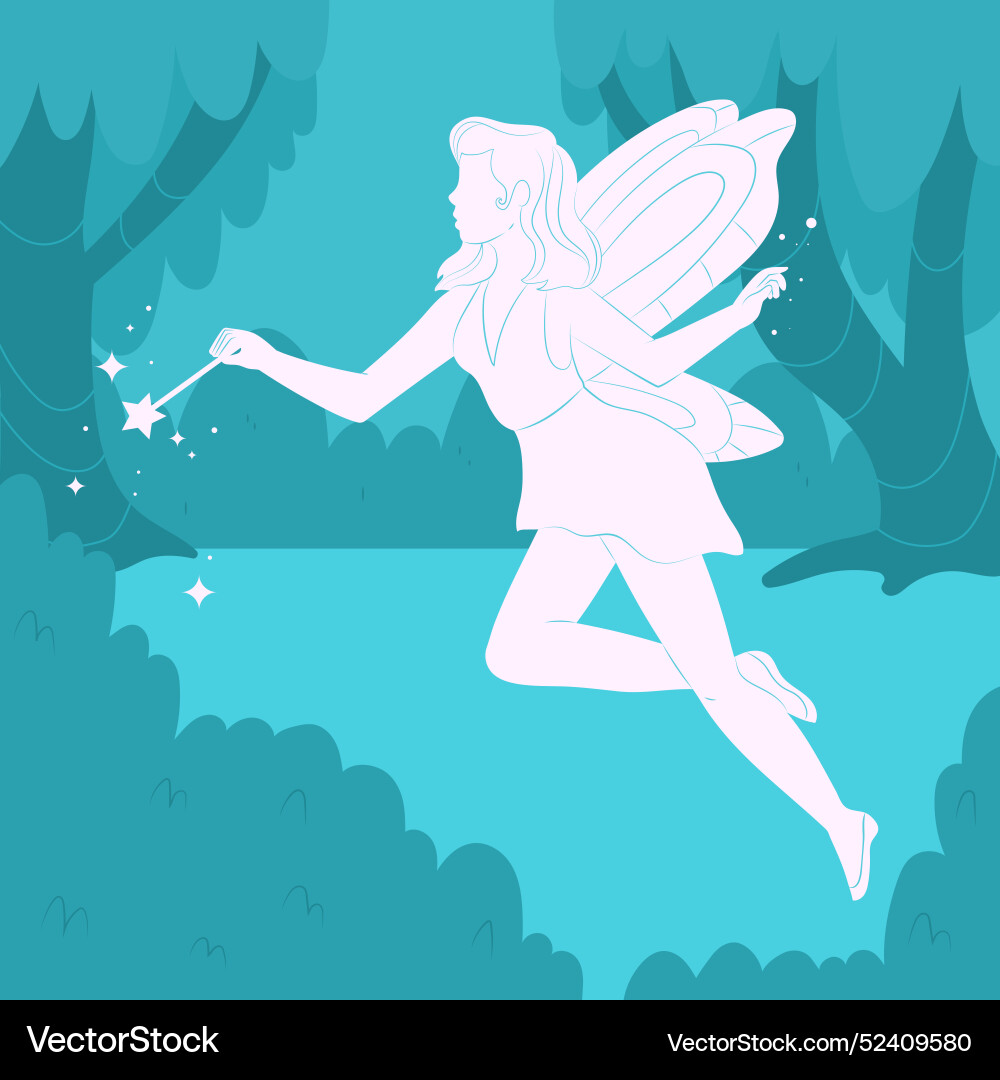 Hand drawn fairy silhouette Royalty Free Vector Image