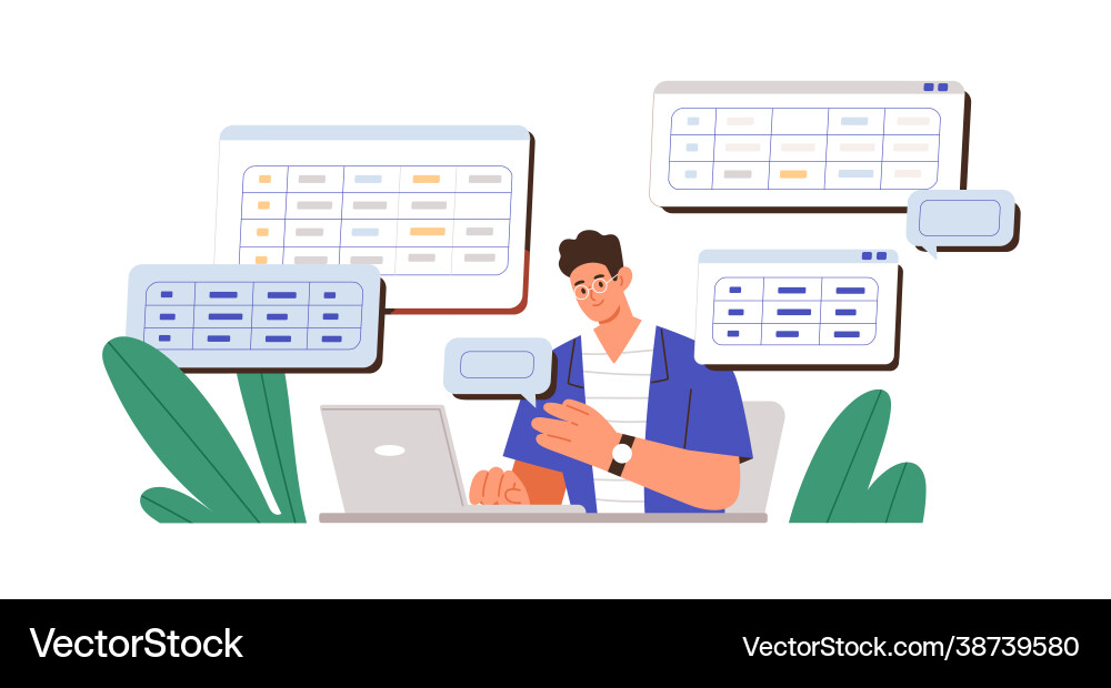 Cartoon Database Table Vector Images (over 120)