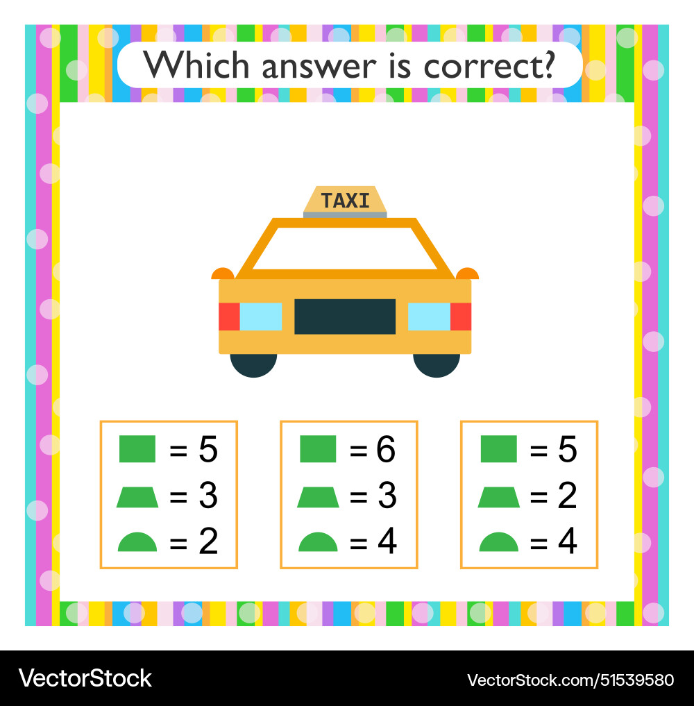Math activity for kids find the correct answer Vector Image
