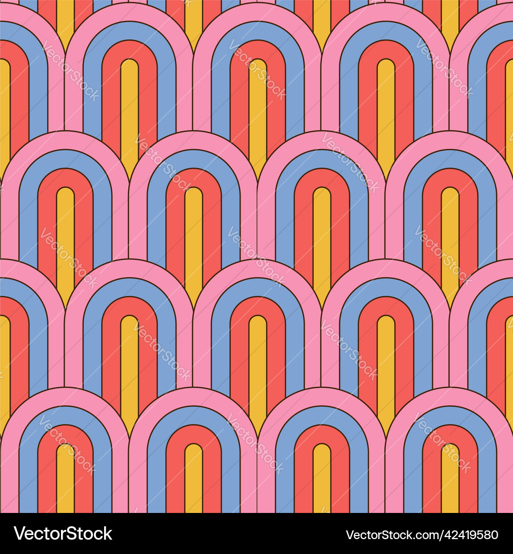 Retro Rainbow Stripes Pattern Royalty Free Vector Image