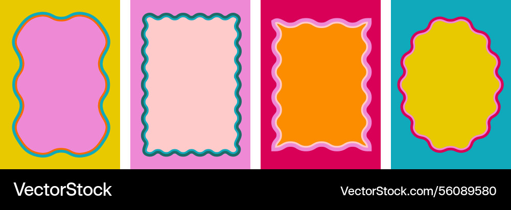 Wavy scalloped rectangular and oval frames Vector Image
