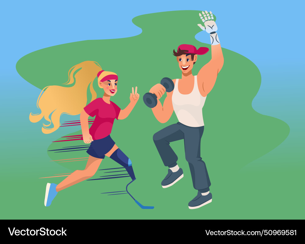 Athletes with bionic prosthetic arms and legs Vector Image