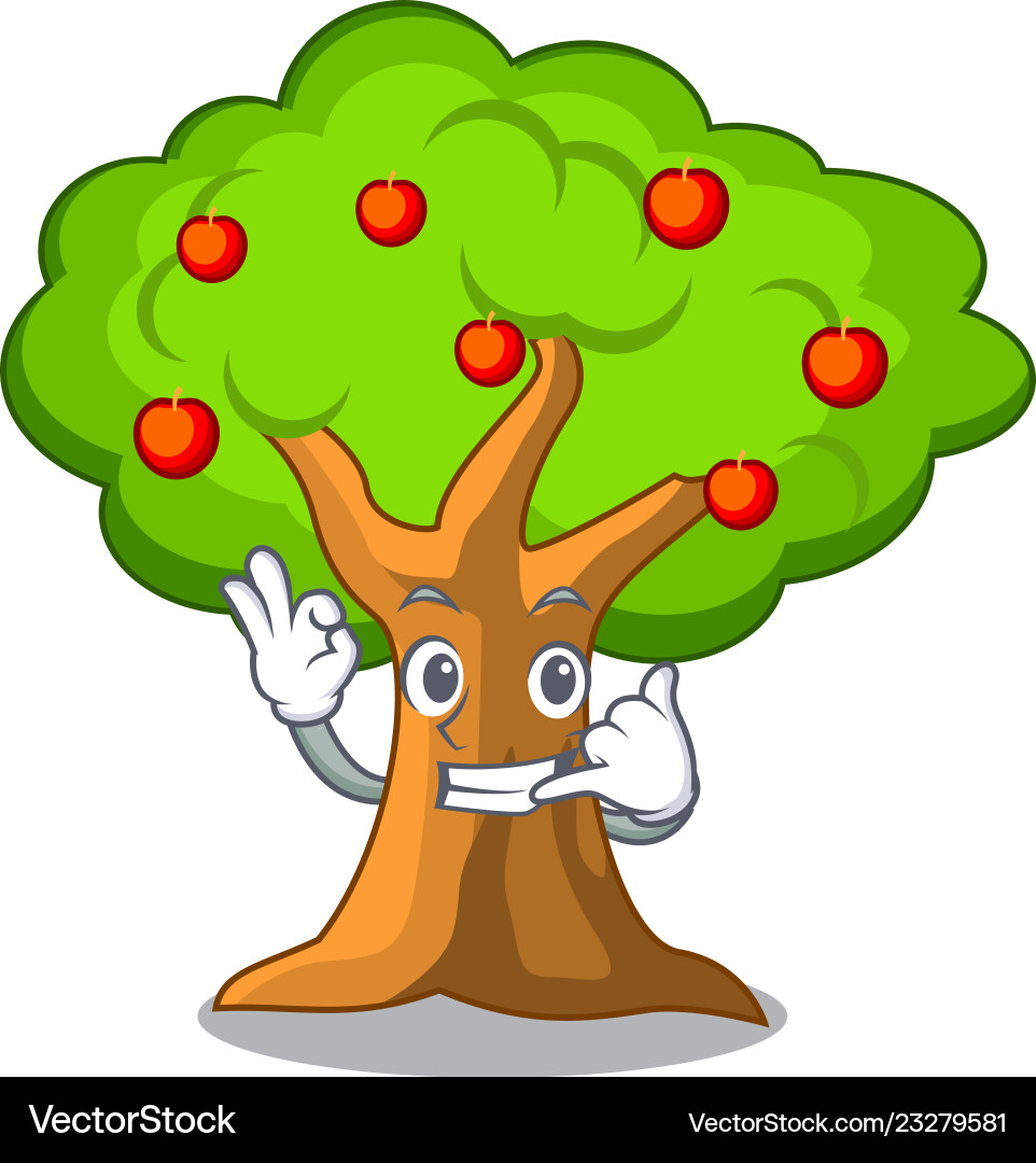 Cartoon Apple Tree - Agriculture Scene Royalty Free Vector
