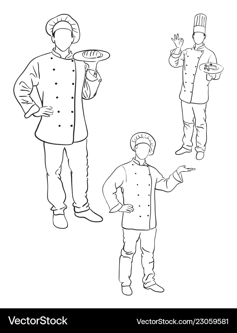 Chef line art 01 Royalty Free Vector Image - VectorStock